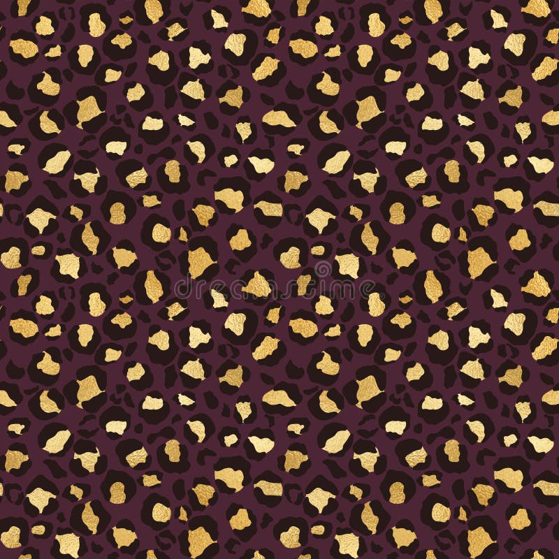 Golden Leopard Print Seamless Pattern Stock Illustration - Illustration ...