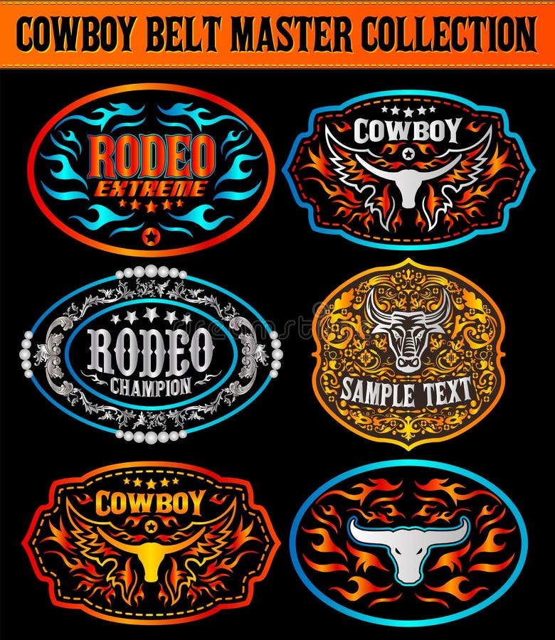 Label Western Style Vector Design Vintage Rodeo Cowboy Belt Buckle ...