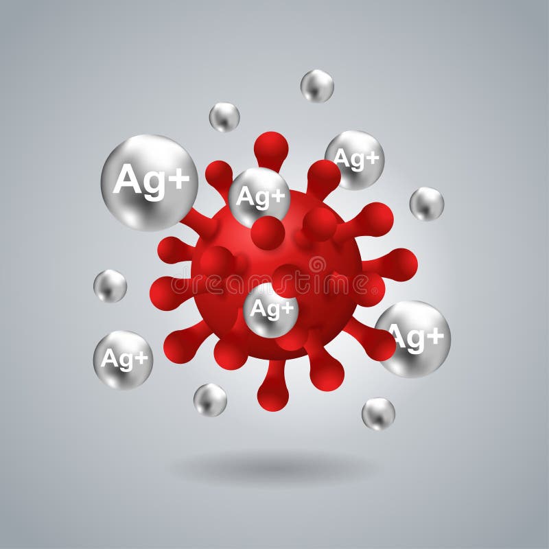 Silver Ions Ag Plus Action Illustration Stock Vector - Illustration of ...