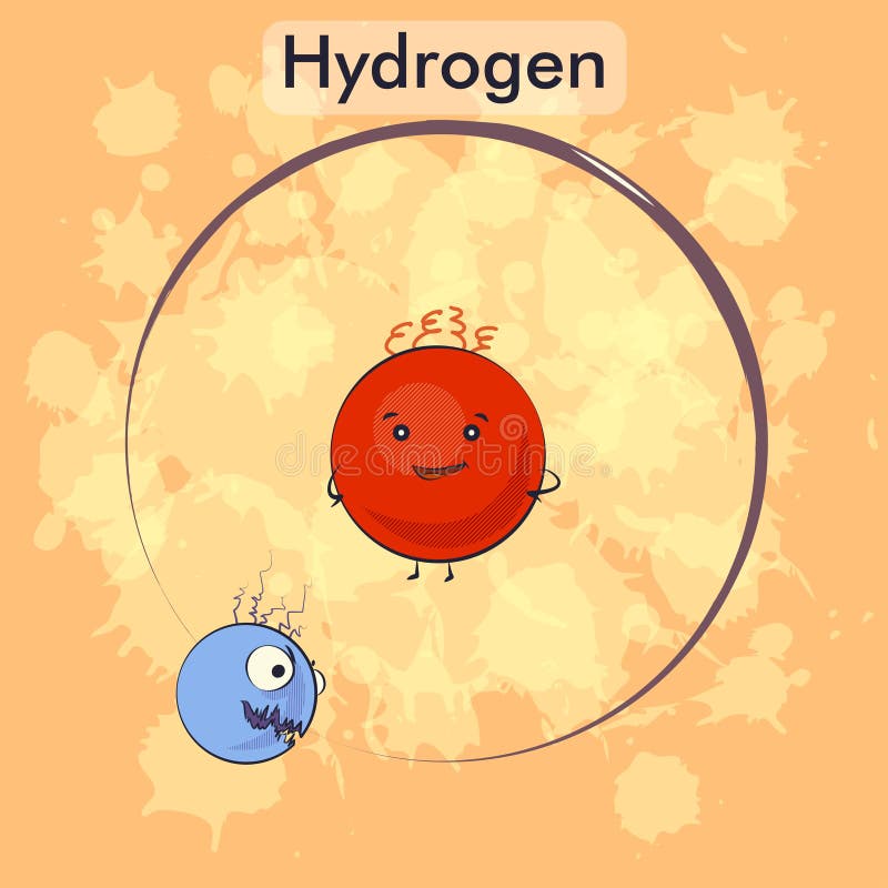 Cartoon Hydrogen Atom, Vector Illustration Stock Vector - Illustration ...