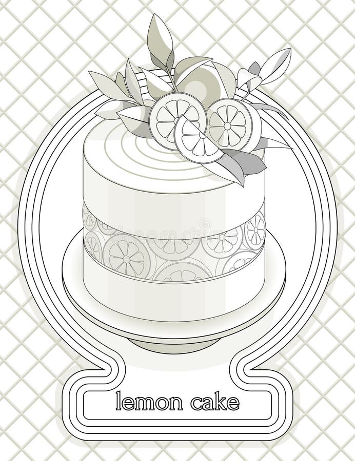 Coloring of the lemon cake stock vector. Illustration of cake - 188873392