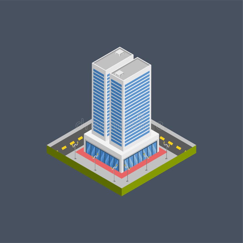 Commercial Tower, Residence Building - Isometric 3D Illustration. Stock ...