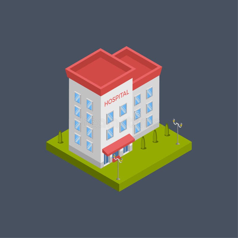 Hospital, Clinic Building - Isometric 3D Illustration. Stock Vector ...