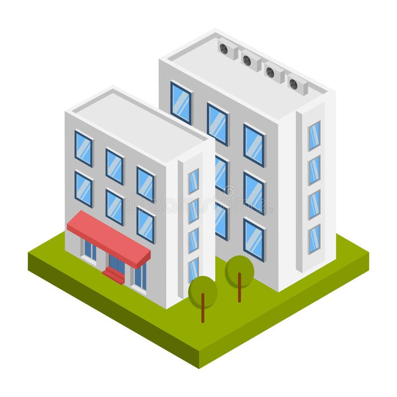 Commercial Building - Isometric 3D Illustration. Stock Vector ...