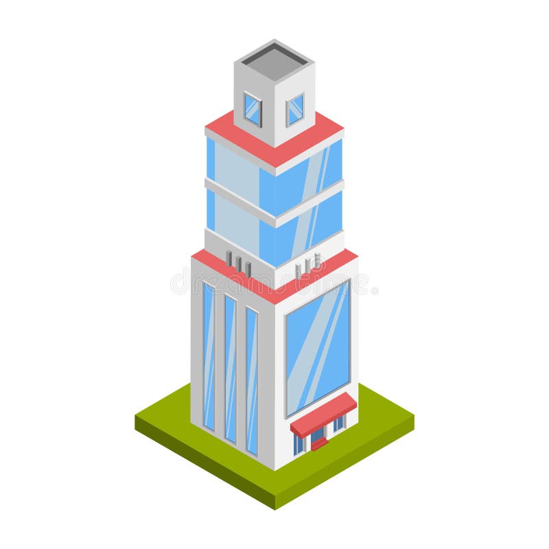 Residence Tower Building - Isometric 3D Illustration. Stock Vector ...