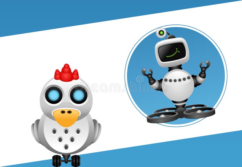 Cute Robot Character with Chicken Robot. Stock Vector - Illustration of ...