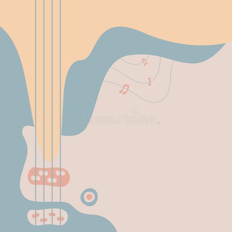 Bass Guitar Neck Background with Abstract Design. Stock Vector ...