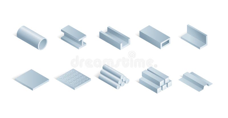 Rolled Metal Set of Isometric Icons Stock Vector - Illustration of ...