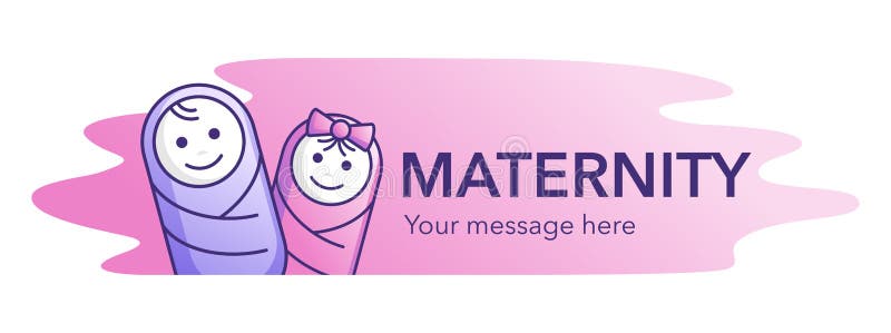 Maternity Banner - Two Little Swaddled Children Stock Vector ...
