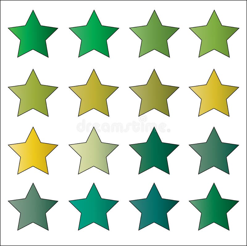 16 Bright Foliage Nature Green Solid Colored Star Vector Icon Set on ...