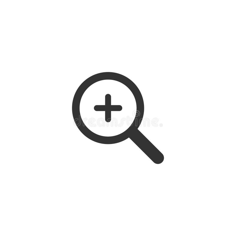 Magnifier with Plus Sign Icon, View Vector Illustration on White ...