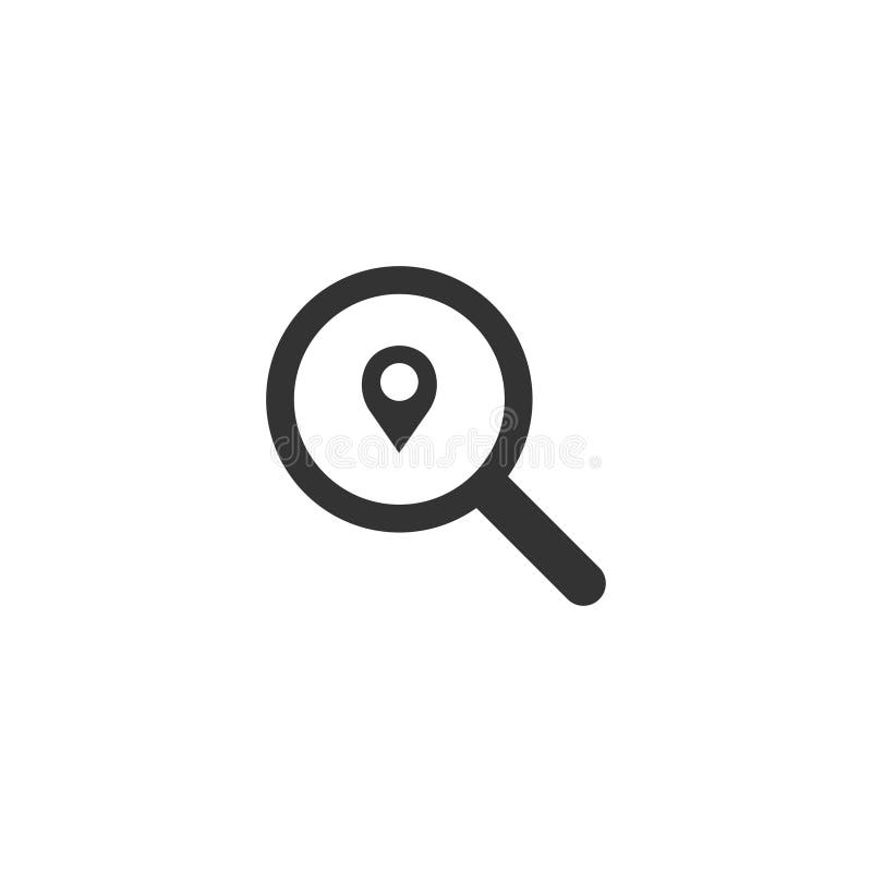 Magnifier with Location Sign Icon, View Vector Illustration on White ...