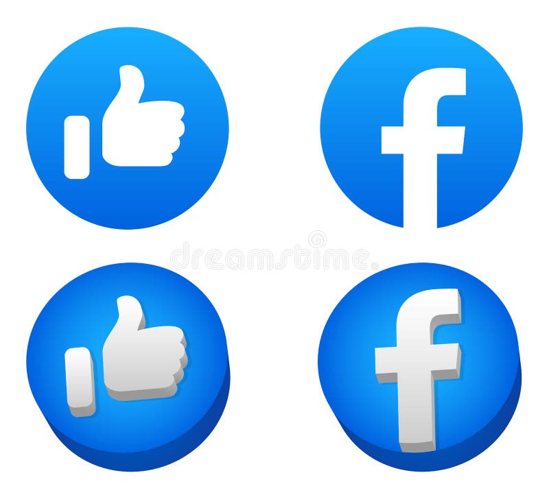 2D and 3D Facebook Logo and Like Buttons Editorial Stock Photo ...