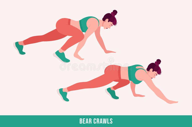 Bear Crawls Exercise, Woman Workout Fitness, Aerobic and Exercises ...
