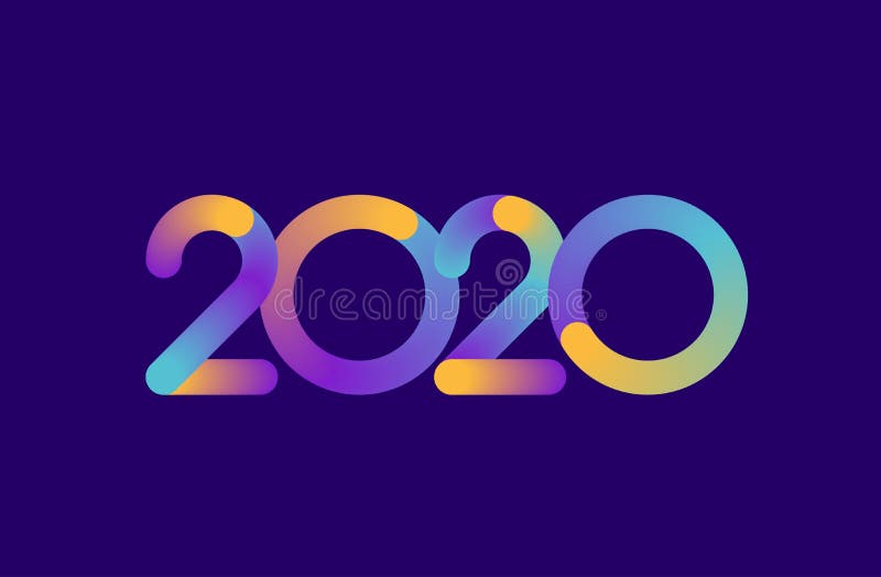 2020 in Colorful Gradient Fill Stock Vector - Illustration of calendar ...