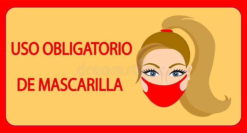 Uso Obligatorio De Mascarilla. Mask Required Spanish Version Stock ...