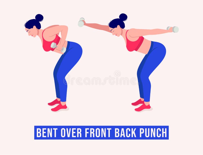 Bent Over Front Back Punch Exercise, Woman Workout Fitness, Aerobic and ...