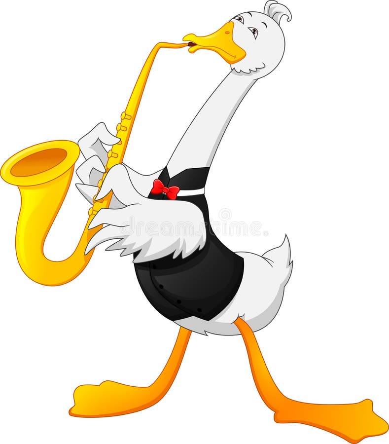 Cute Swan Playing Saxophone Stock Vector - Illustration of bird ...