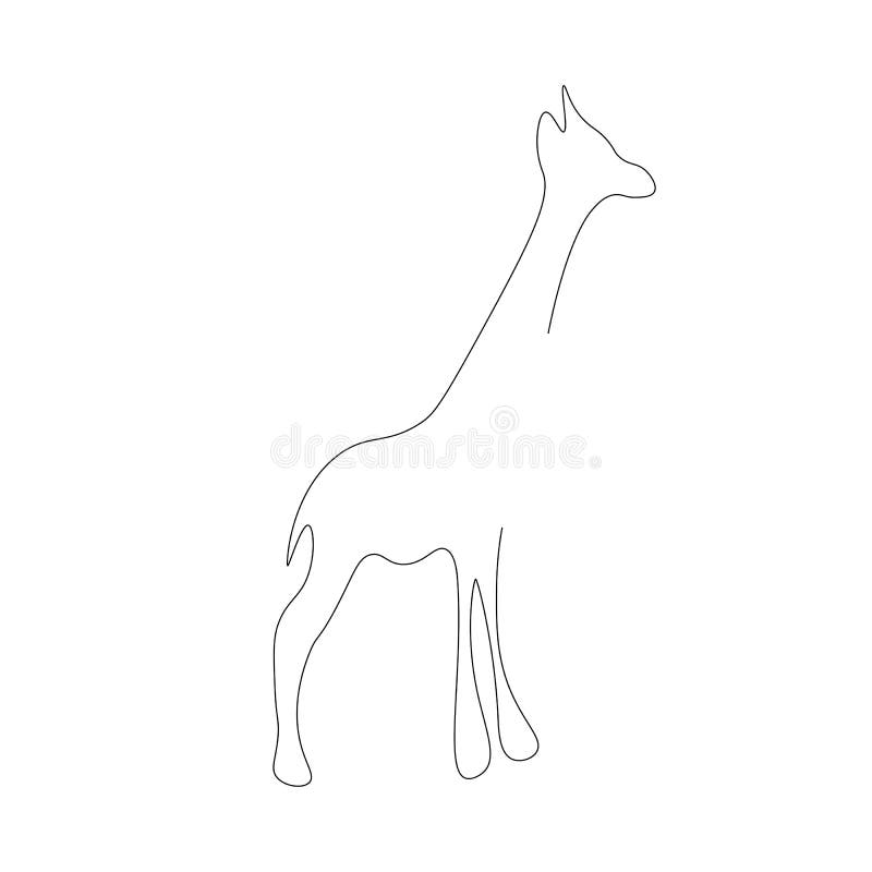 Giraffe Line Contour Vector Illustration Silhouette Isolated on ...