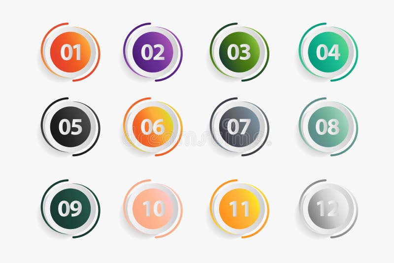 Vector Graphic of Set of Buttons with Numbers Stock Vector ...