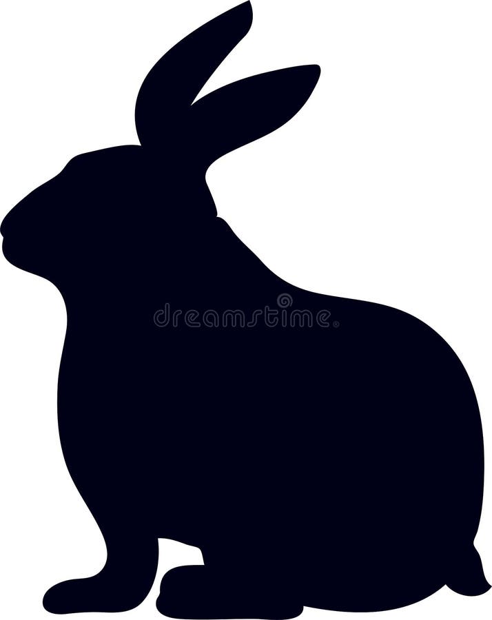 Hand-drawn Black Silhouettes of Cute Rabbits Sitting in Various Poses ...