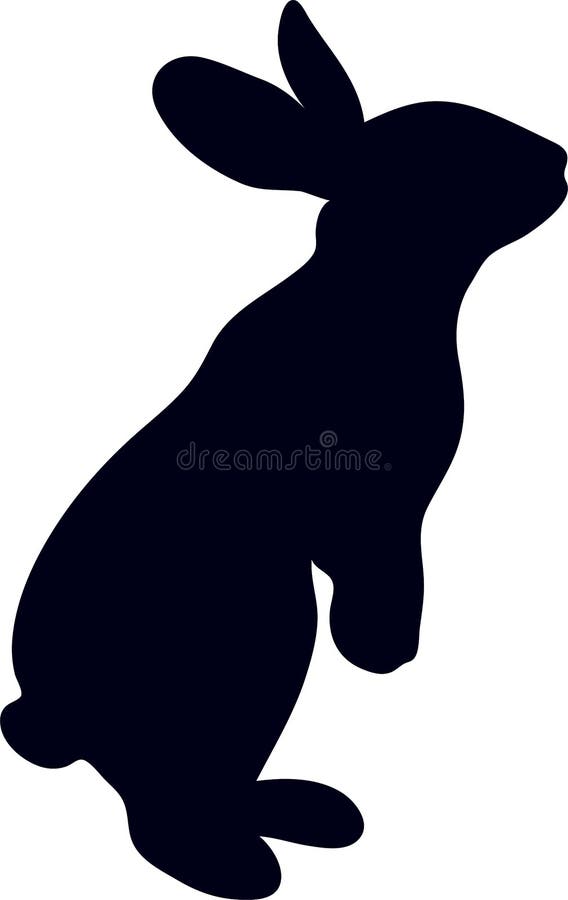 Hand-drawn Black Silhouettes of Cute Rabbits Sitting in Various Poses ...