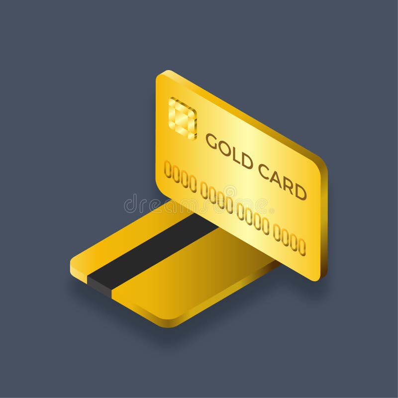 Gold Card - Isometric 3D Illustration. Stock Vector - Illustration of ...