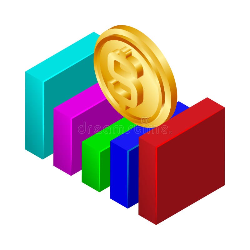 Money Graph - Isometric 3D Illustration. Stock Vector - Illustration of ...