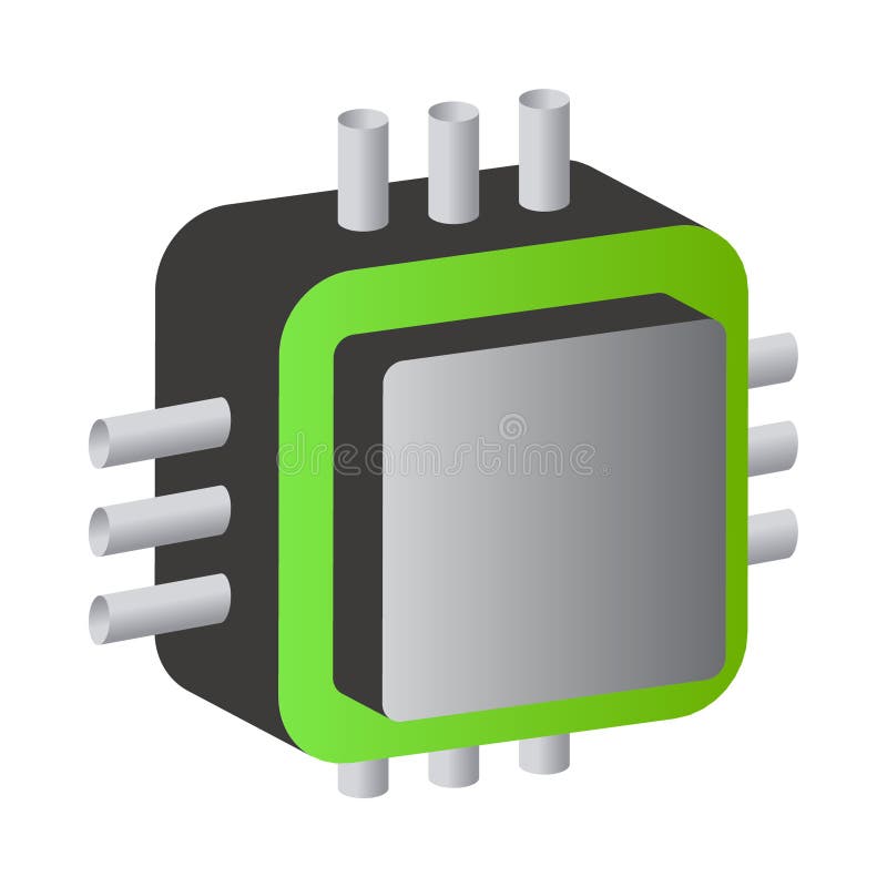 Microchip Processor - Isometric 3D Illustration. Stock Vector ...