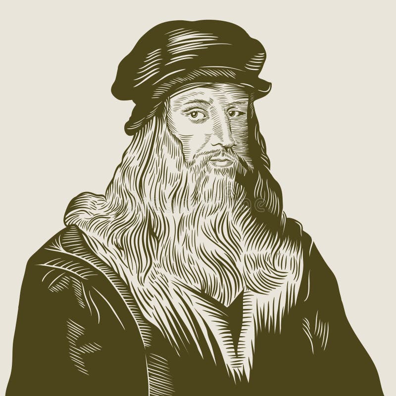 Hand Drawn Vector Portrait. Leonardo Da Vinci Editorial Stock Image ...