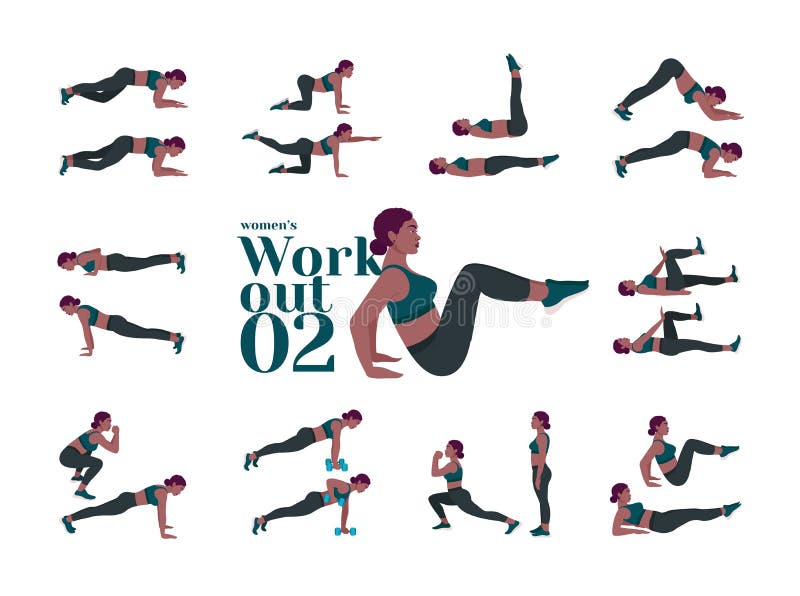 Women Workout Set. Women Exercise Vector Set Stock Vector ...