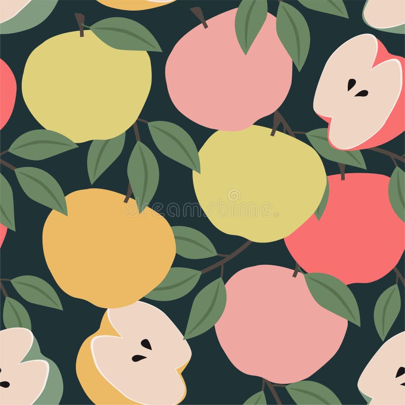 Apple Pattern. Vector Seamless Texture. Modern Abstract Design for ...