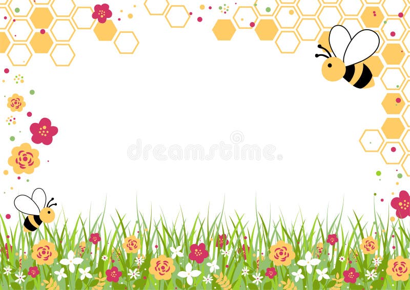 Honey Bee Frame in Spring Time Stock Illustration - Illustration of ...