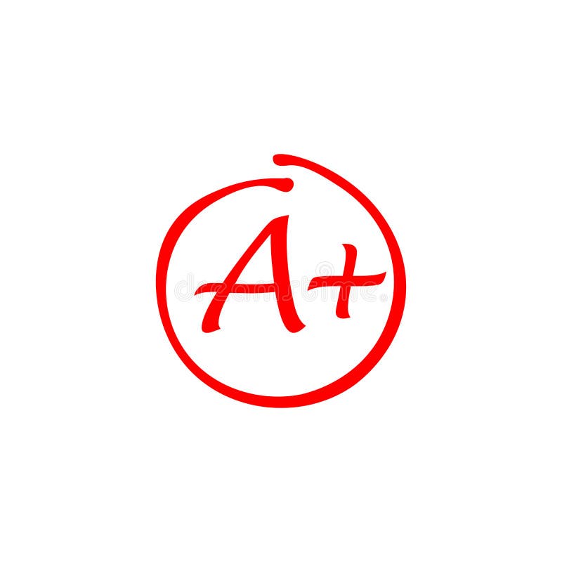 Set Icon. Grade Result a Plus, Minus. Hand Drawn Vector Sing in Red ...