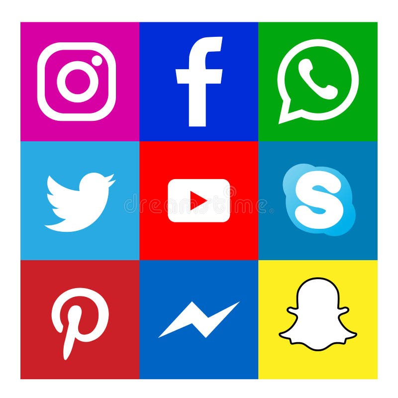 Square Social Media Icons Collection with Rounded Corners Editorial ...