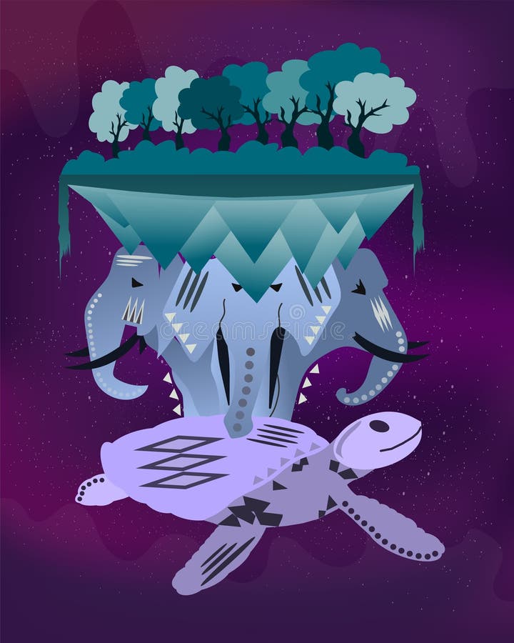 Turtle Holds Three Elephants that Hold the Earth Stock Vector ...