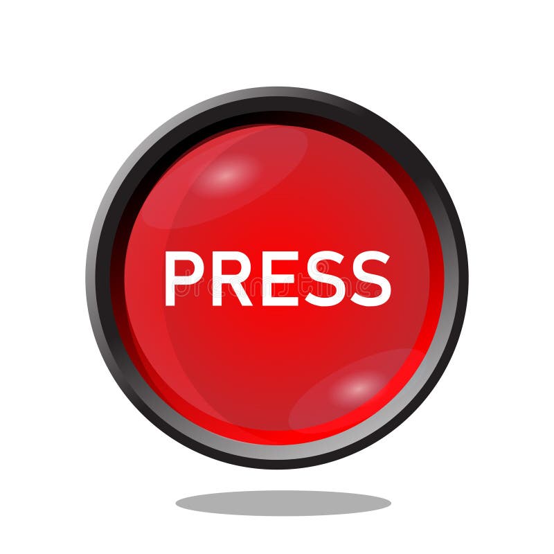 Press Button with Red Color. Stock Illustration - Illustration of ...