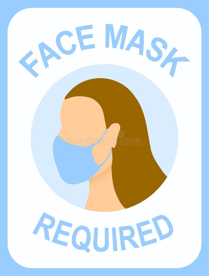 Face Mask Required Poster. Young Woman Wearing Face Mask Stock Vector ...