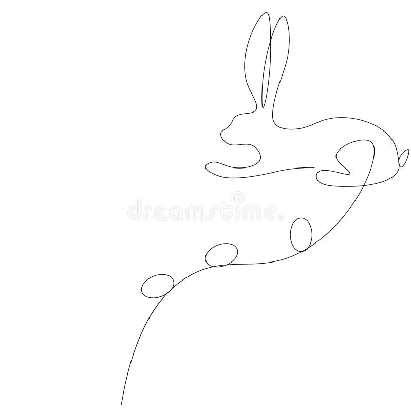 Easter Bunny Isolated on White Background One Line Drawing, Vector ...