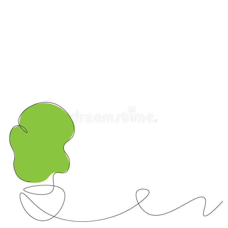 Green Plant Line Drawing on White Stock Illustration - Illustration of ...