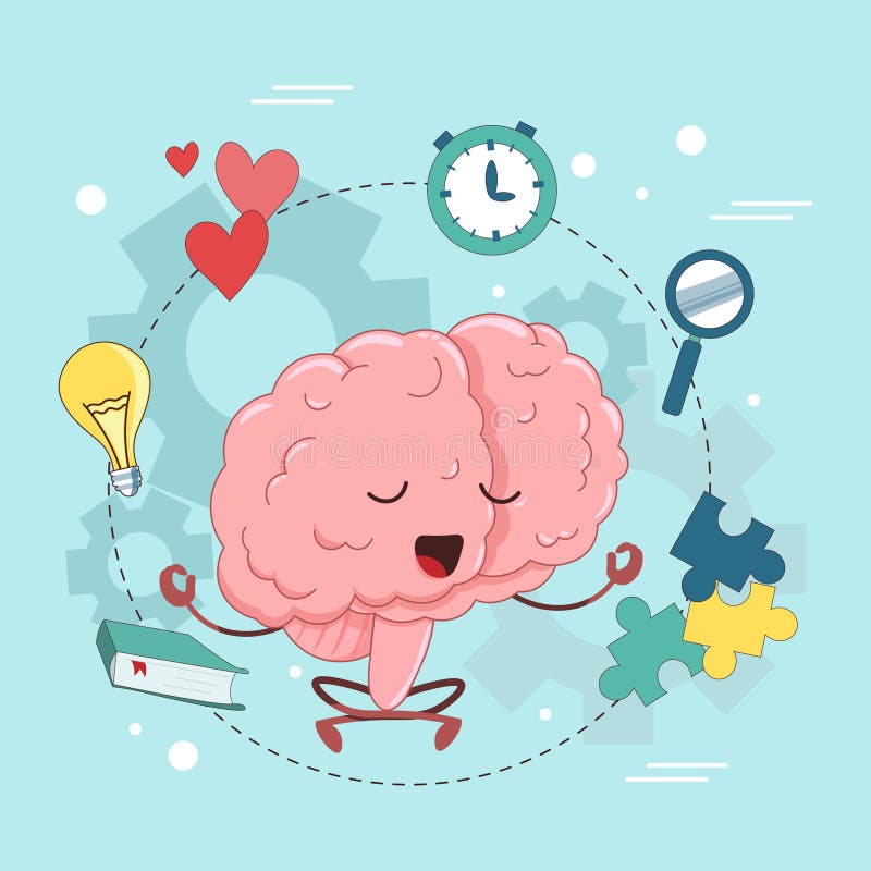 Brain Doing Yoga and Meditation. Stock Vector - Illustration of ...