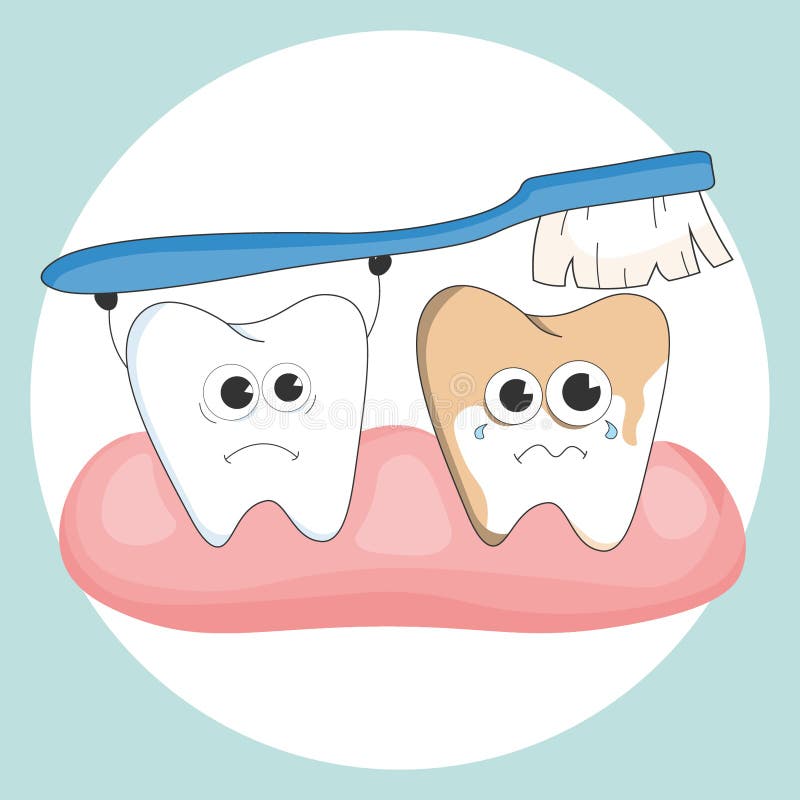 Cute Tooth Brushing Bad Tooth. Stock Vector - Illustration of dentist ...