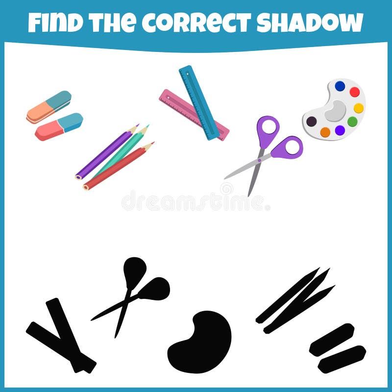 Find the Correct Shadow. School Supplies.Find the Correct Shadow ...