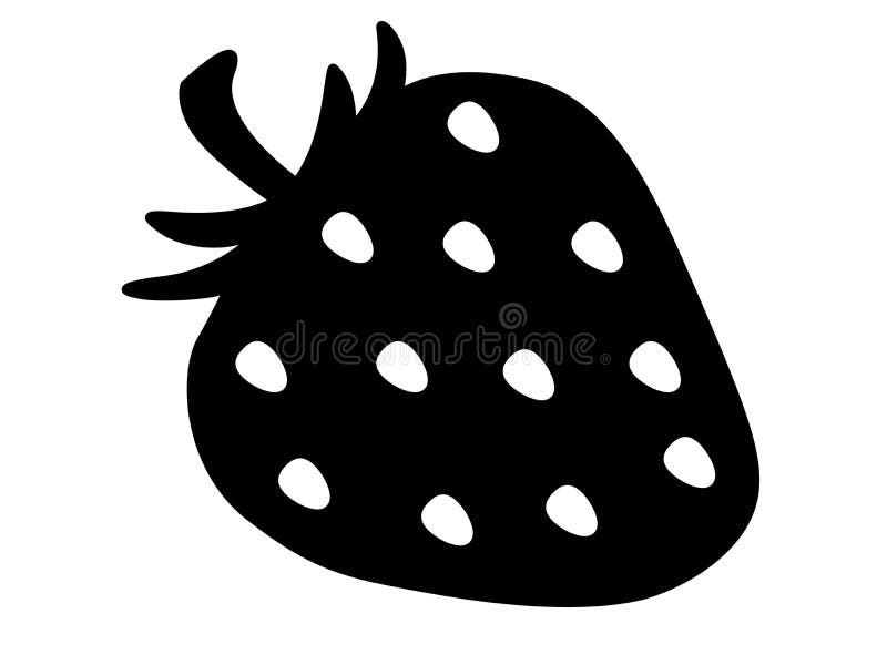 Strawberry Black and White Icon Stock Vector - Illustration of fresh ...
