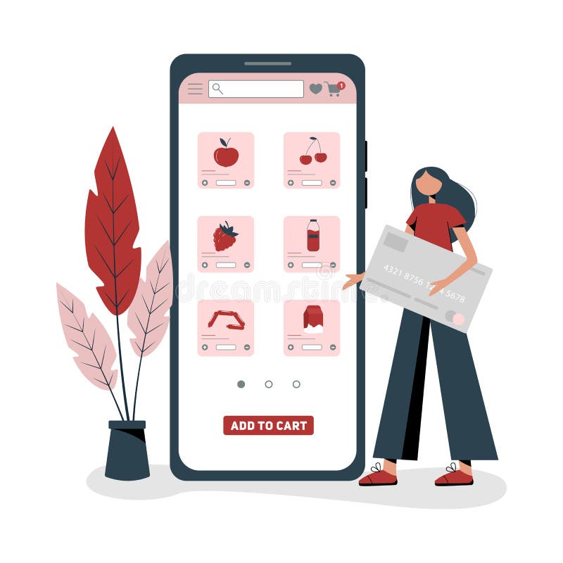 Grocery Shopping Online Concept. Order Food Online Stock Vector ...