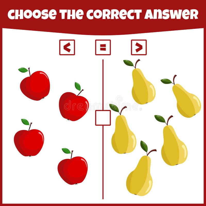 More less or Equal. Compare the Number. Counting Game Stock Vector ...