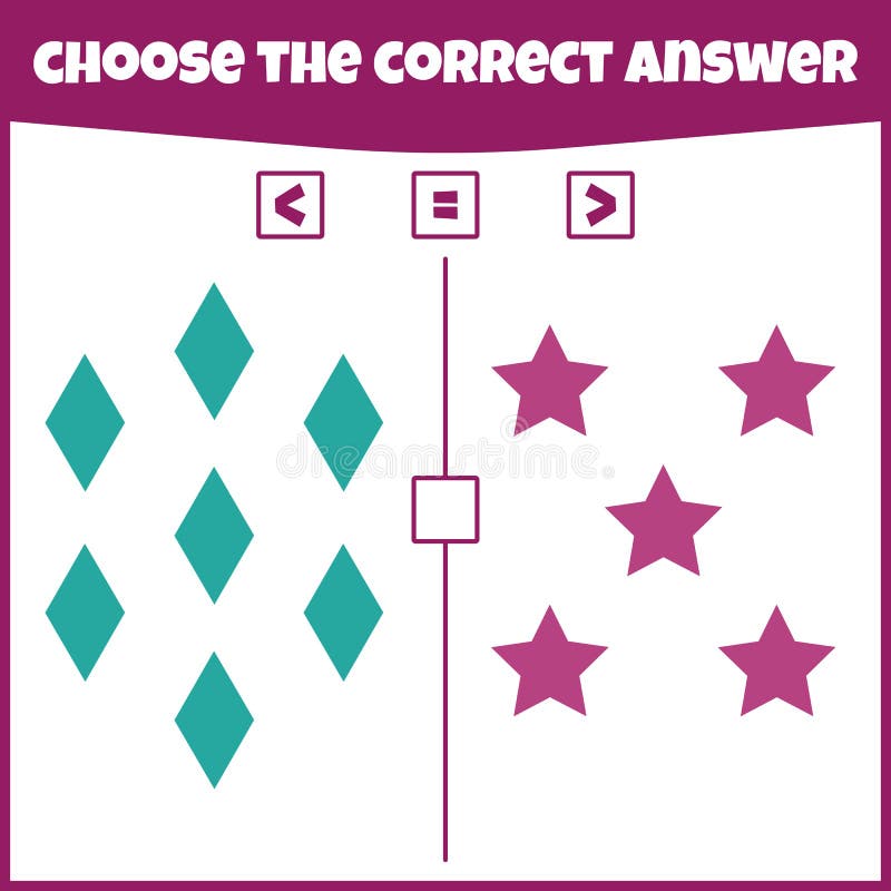 More less or Equal. Compare the Number. Counting Game Stock Vector ...