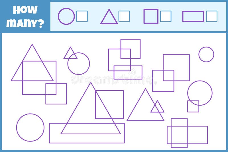 Educational Mathematical Game. Count the Number of Geometric Shapes ...