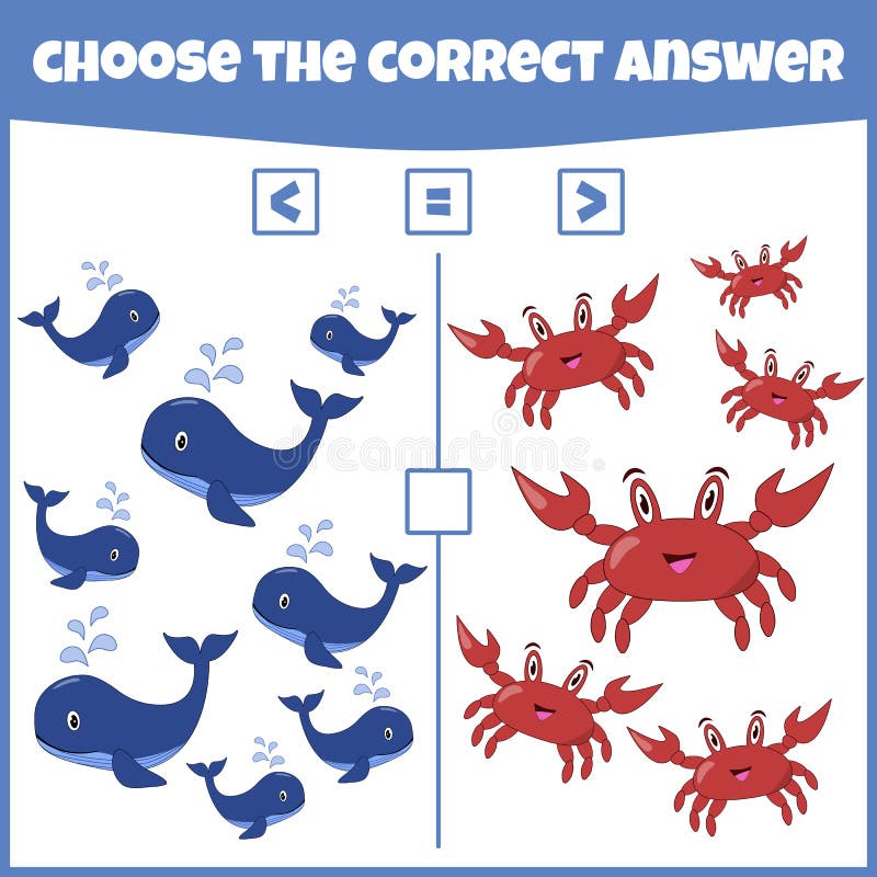 More less or Equal. Compare the Number. Counting Game Stock Vector ...