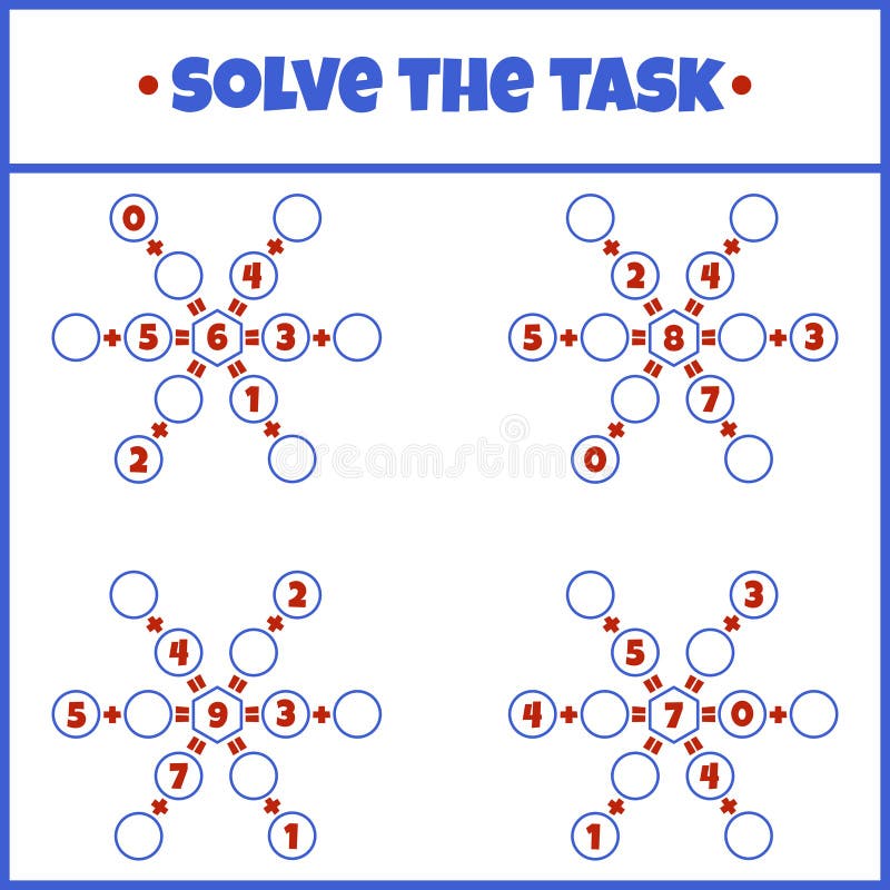 Set of Solve the Task. Mathematical Puzzle Game Stock Vector ...